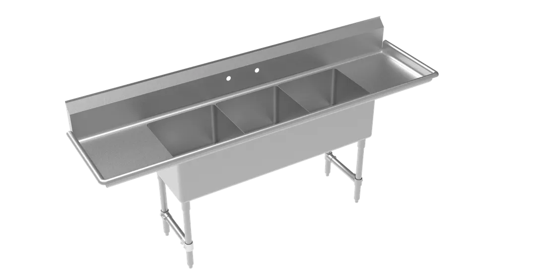 Krowne CS-1818-3-LR-LF (3) Three Compartment Sink