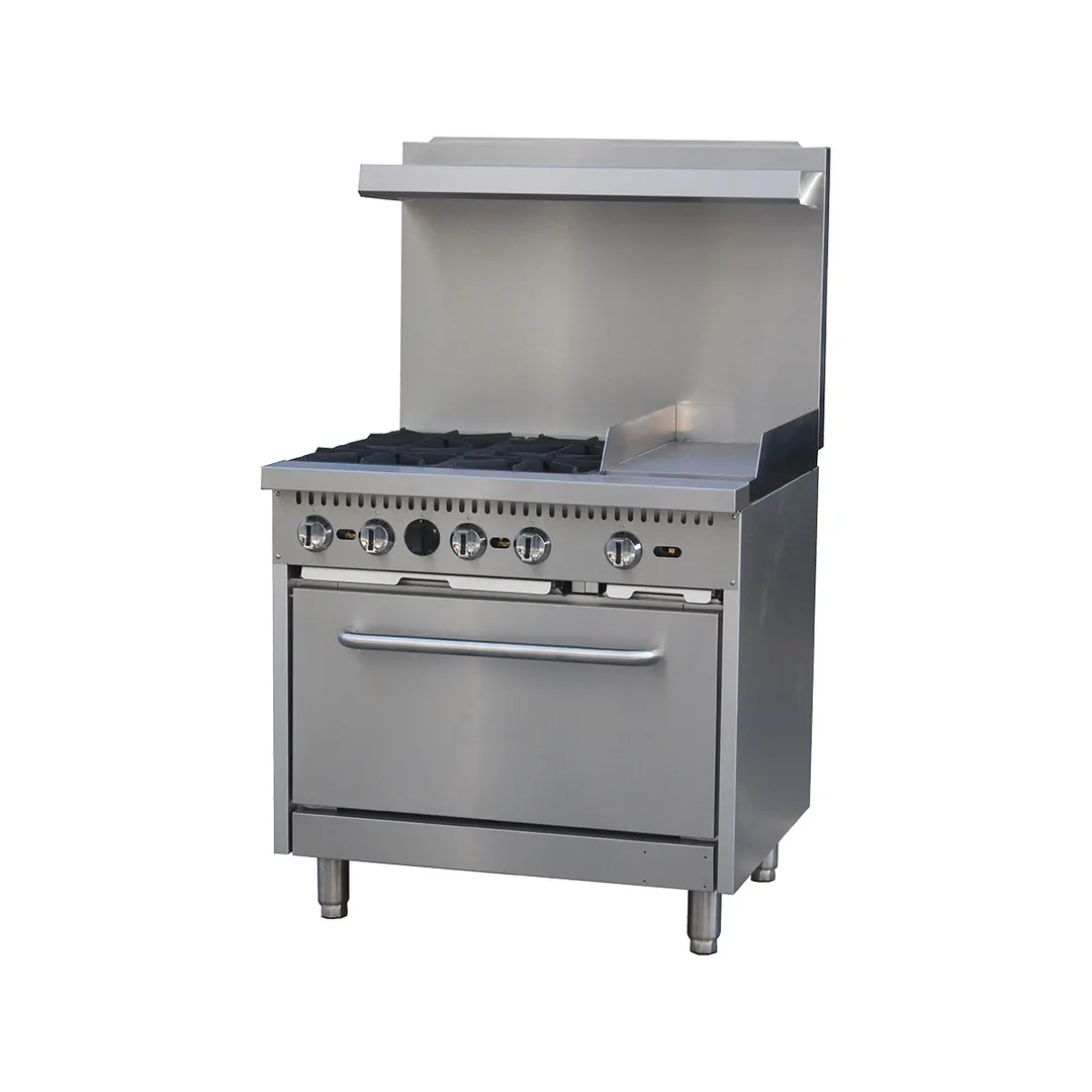 Serv-Ware 36" Gas Restaurant Range, (4) Burners, 12" Griddle, Oven