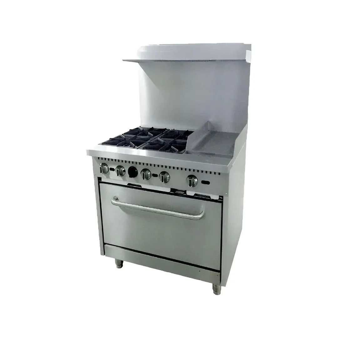 Serv-Ware 36" Gas Restaurant Range, (4) Burners, 12" Griddle, Oven