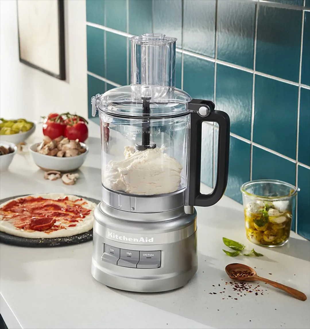 KitchenAid KFP0921CU Contour Silver 9‑Cup Food Processor, 3‑Speed