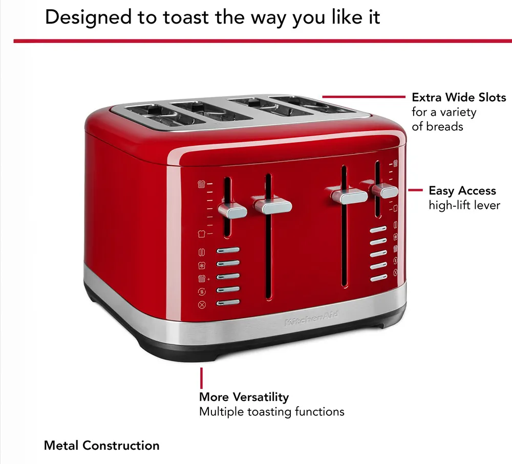 KitchenAid KMT4109ER 4 Slice Automatic Toaster- Empire Red