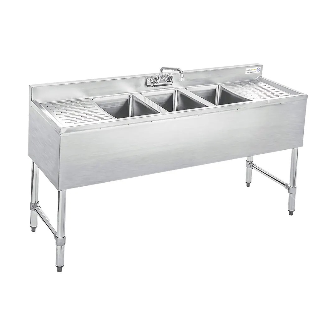 Steel Works SWBAR3B60-LR 60" Underbar Sink Units, 3 Comp.