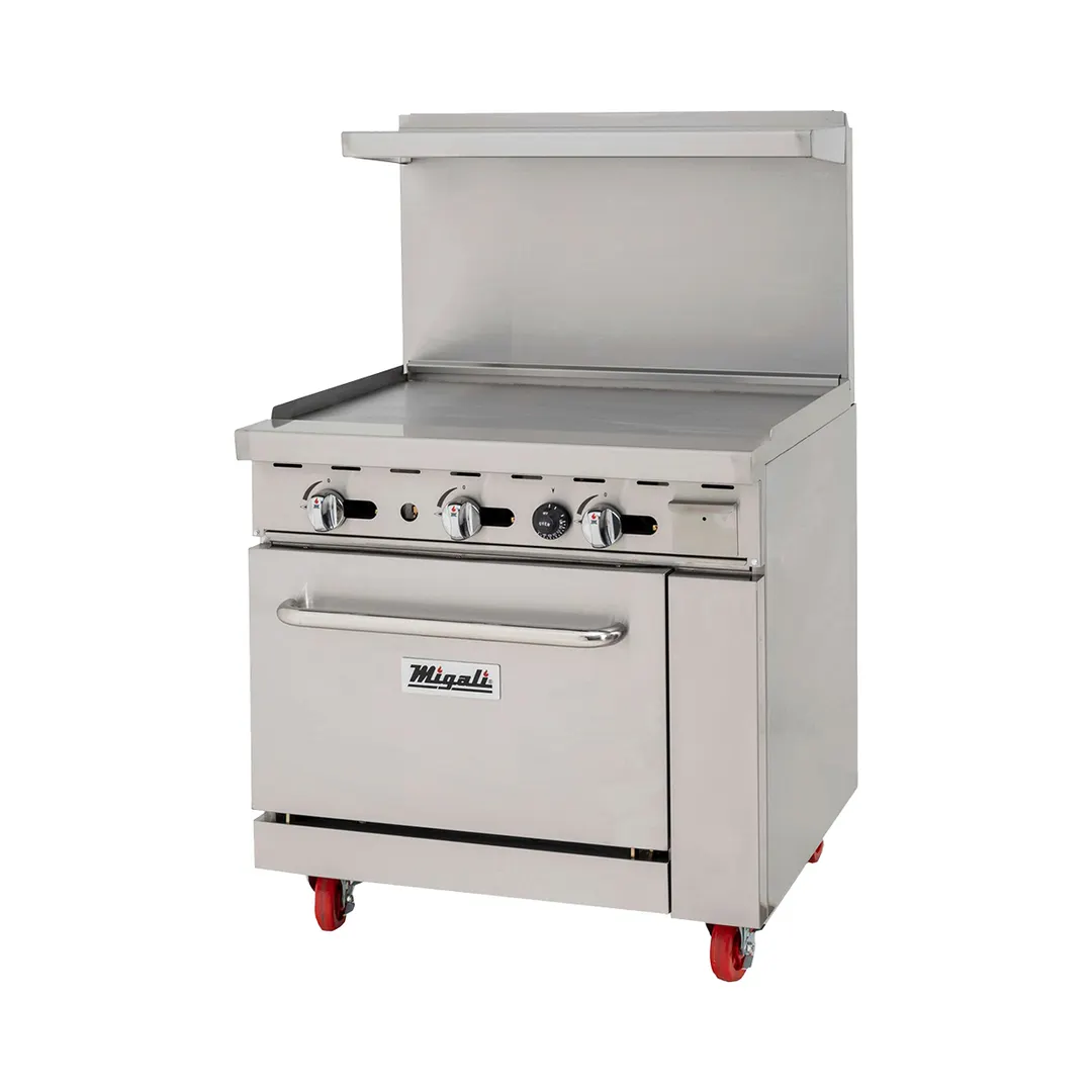 Migali C-RO-36G-LP 36" Gas Restaurant Range - Full Griddle