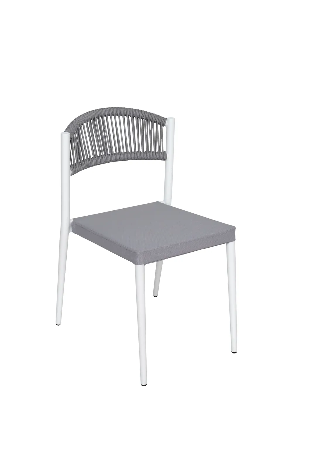 BFM Seating PHXSCGRWH Tahiti Stacking Side Chair, Medium Gray Rope Back