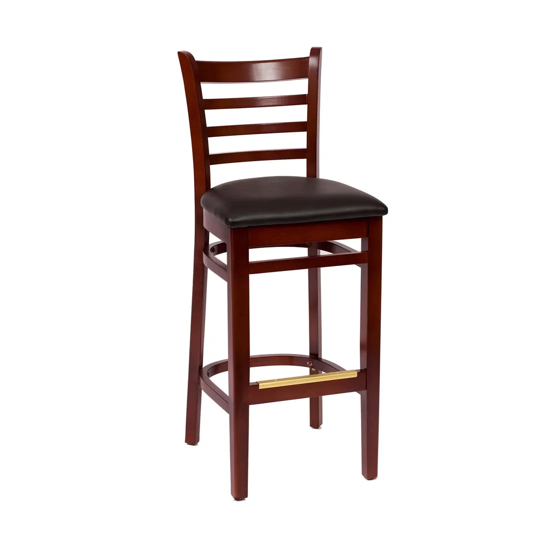 BFM Seating ZWB101DM GR2 Berkeley Ladder Back Barstool Dark Mahogany