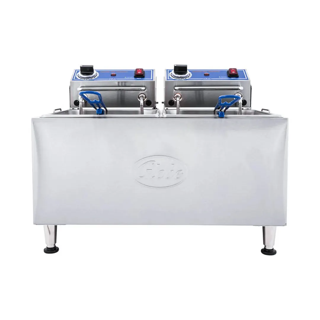 Globe PF32E Split Pot Countertop Electric Fryer - 32 Lb. Capacity