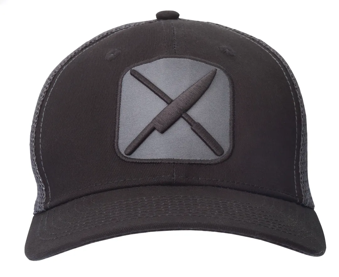 Mercer M60138BKGY Chef Hat - Black Cotton Cap with Mesh Back