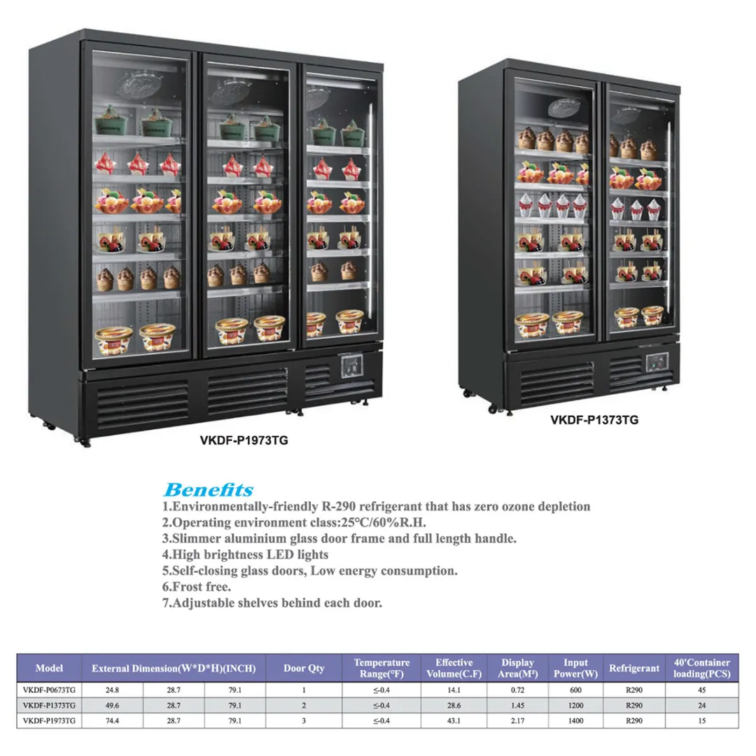 Vitlife VKDF-P0673TG 25" 1-Glass Door Freezer Merchandiser