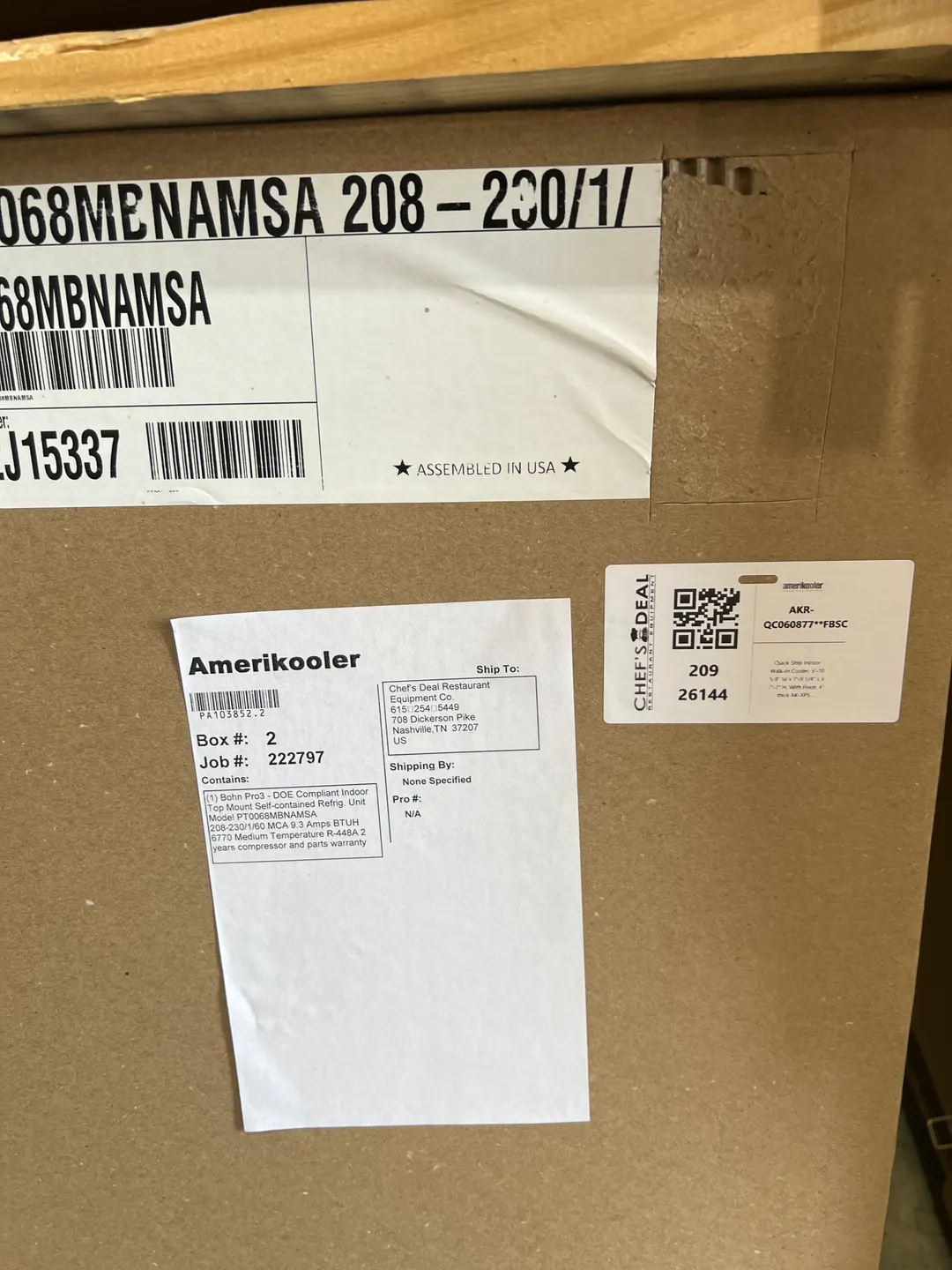 AmeriKooler QC060877**FBSC 6' X 8' Quick Ship Indoor Walk-In Cooler ...