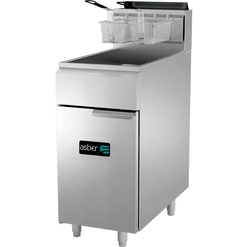Asber AEF-4050-S-E 16" Floor Model Gas Fryer, 40/50 lb. Capacity