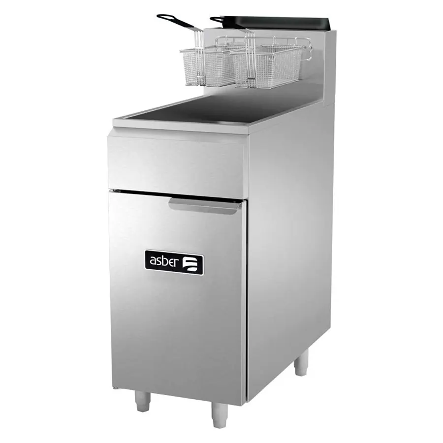 Asber AEF-50-S 16" Floor Model Gas Fryer, 50 lbs Capacity
