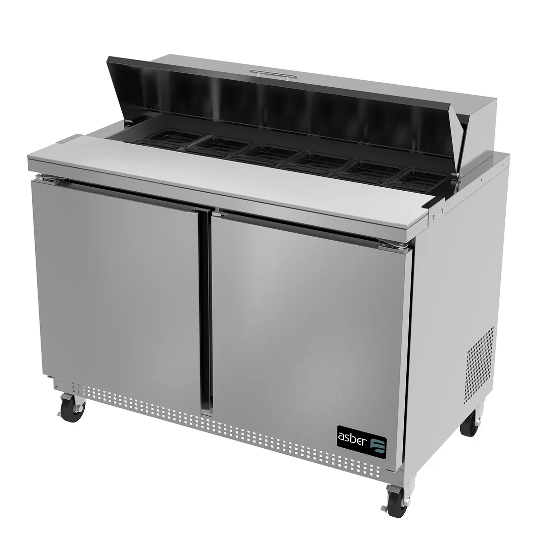 Asber APTS-48-12 Salad & Sandwich Prep Table with 2 Solid Door