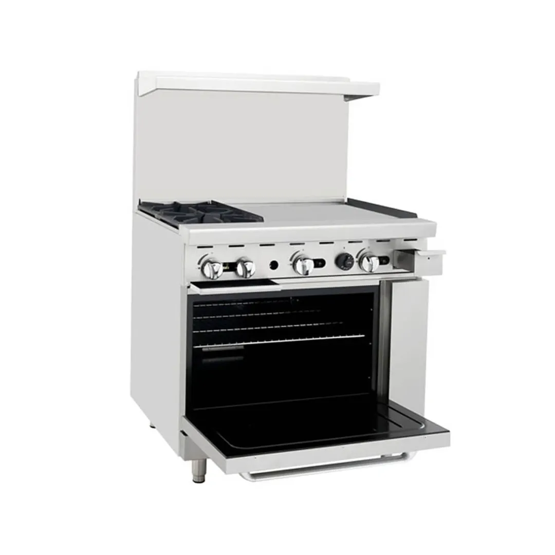 Atosa USA AGR-2B24GR-NG 36" Gas Restaurant Range, (1) Standard Oven, (2 ...