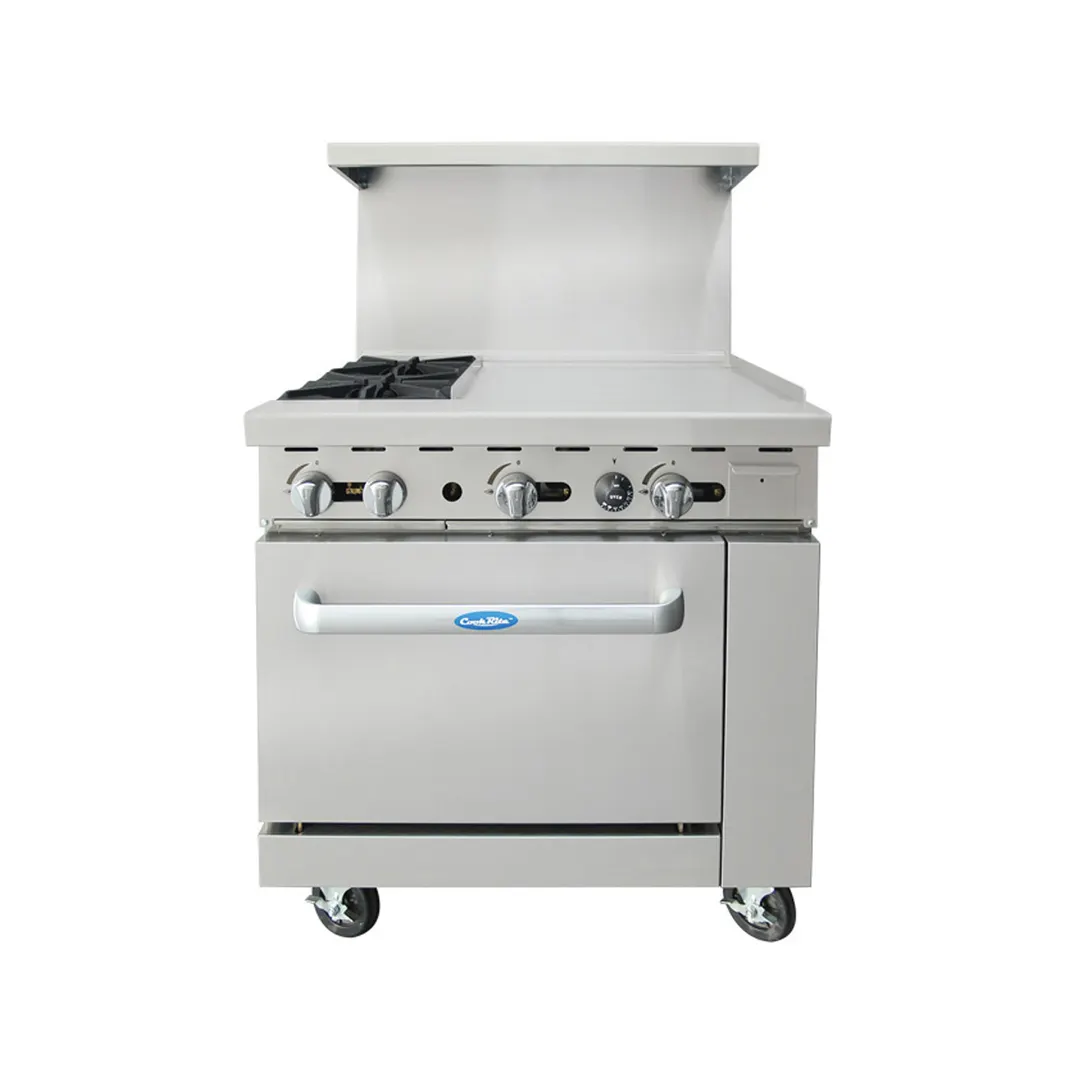 Atosa USA AGR-2B24GR-NG 36" Gas Restaurant Range, (1) Standard Oven, (2 ...