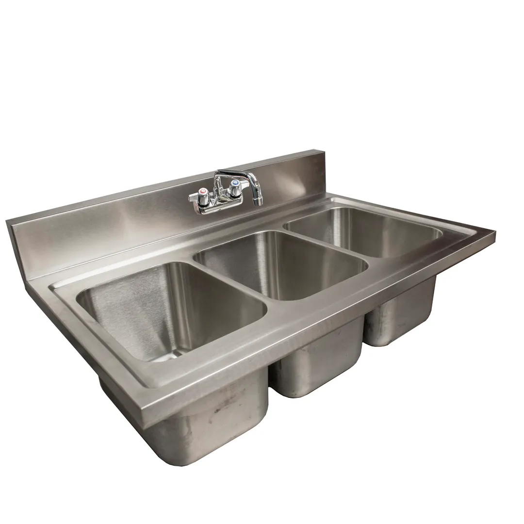 BK Resources DDI3-R5-1014-PG Drop-In Sink, (3) Compartment, 36"W X 24"D ...
