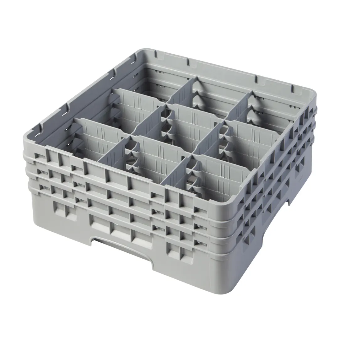Cambro 9S638151 Glass Rack, Soft Gray, 9 Compartments, HACCP Compliant NSF