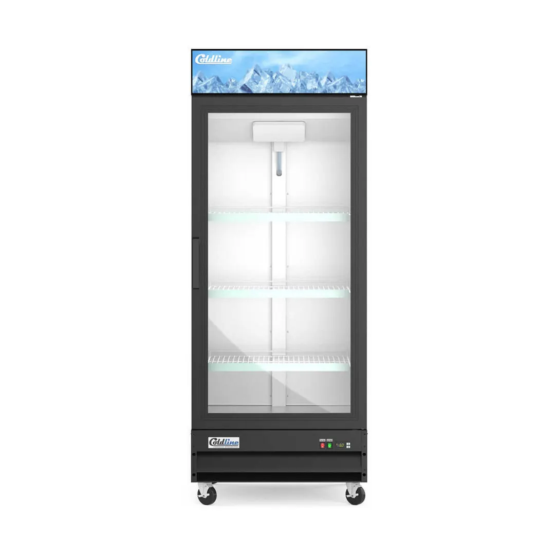 Coldline D10-B 26" 1 Glass Door Freezer Merchandiser in Black, 8.5 cu. ft.