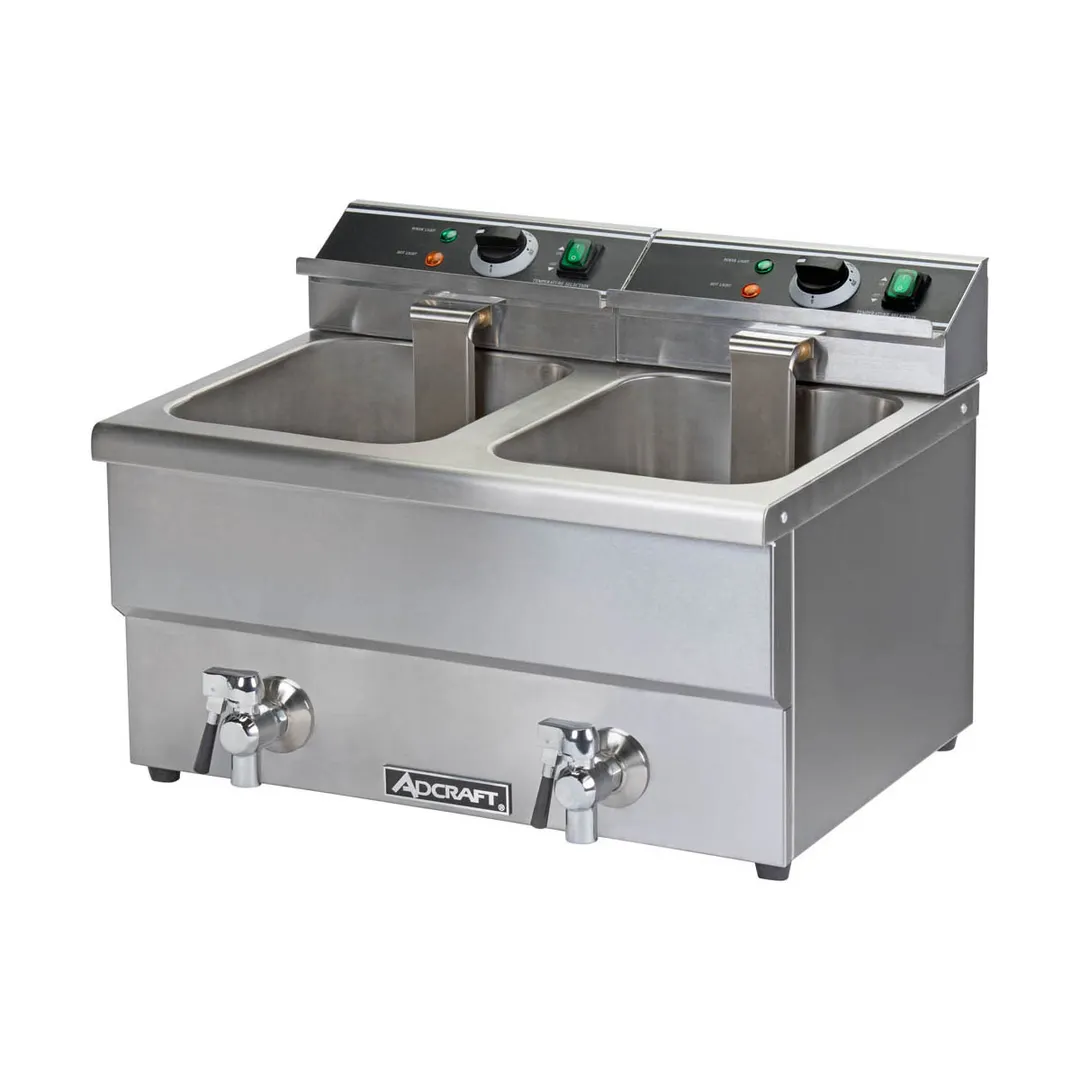 Adcraft DF-12L/2 Double-Tank Countertop Electric Deep Fryer