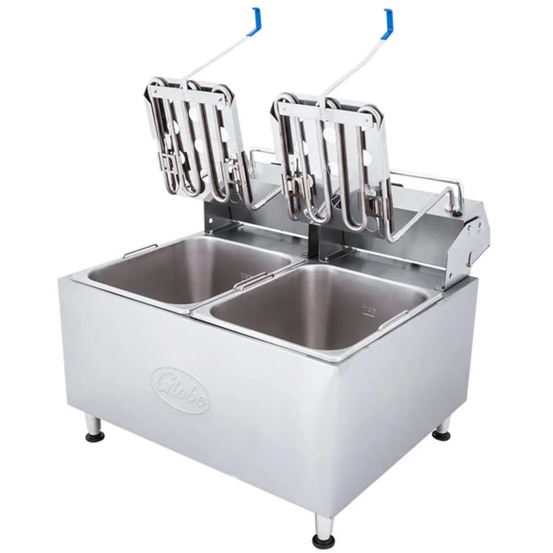 Globe PF32E Split Pot Countertop Electric Fryer - 32 Lb. Capacity