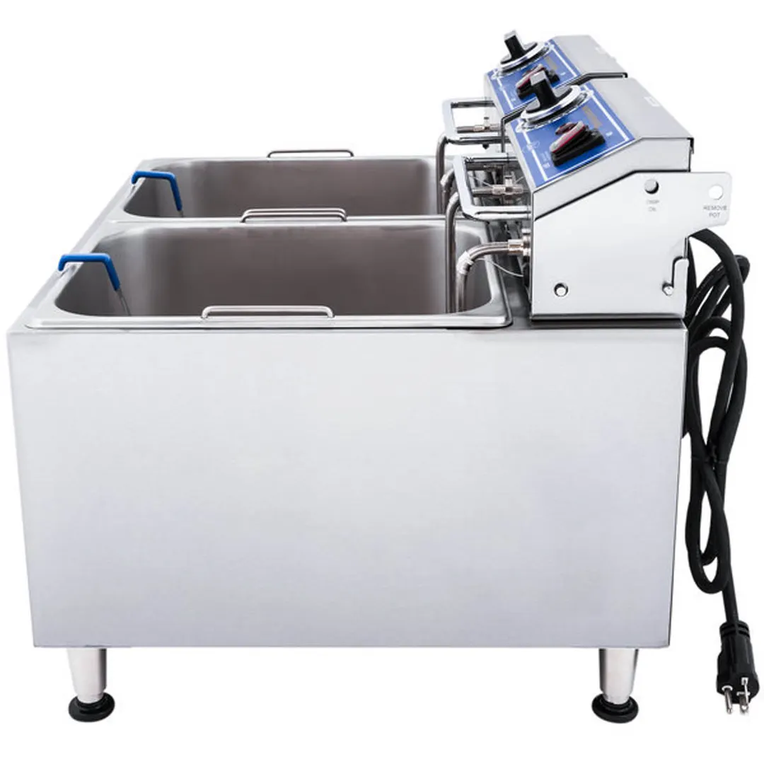Globe PF32E Split Pot Countertop Electric Fryer - 32 Lb. Capacity