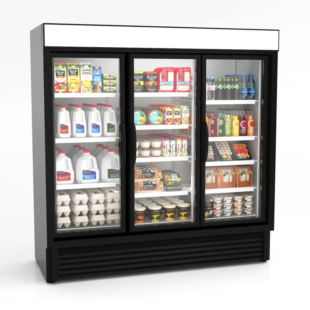 Hussmann VRM3B 78" 3-Section Merchandiser Refrigerator with Glass Door ...