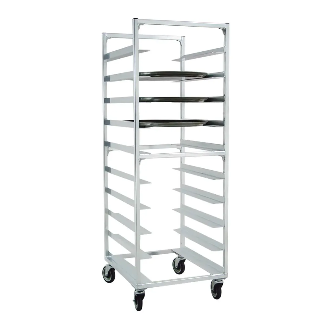10 Pan Aluminum End Load Mobile Oval Tray Storage Rack - New Age NS8939