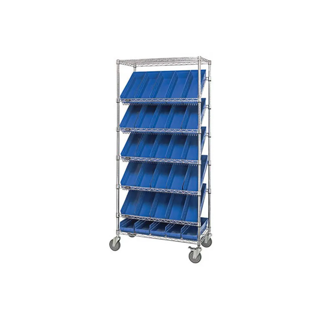 Quantum MWRS-7-108 NSF 7 Shelf Chrome Mobile Bin Systems Wire Shelving ...