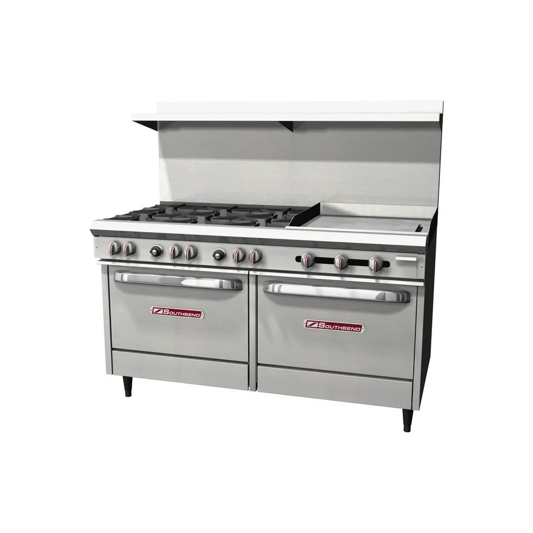 Southbend S60DD-2GR 60" S-Series Gas Restaurant Range, 2 Standard Ovens ...