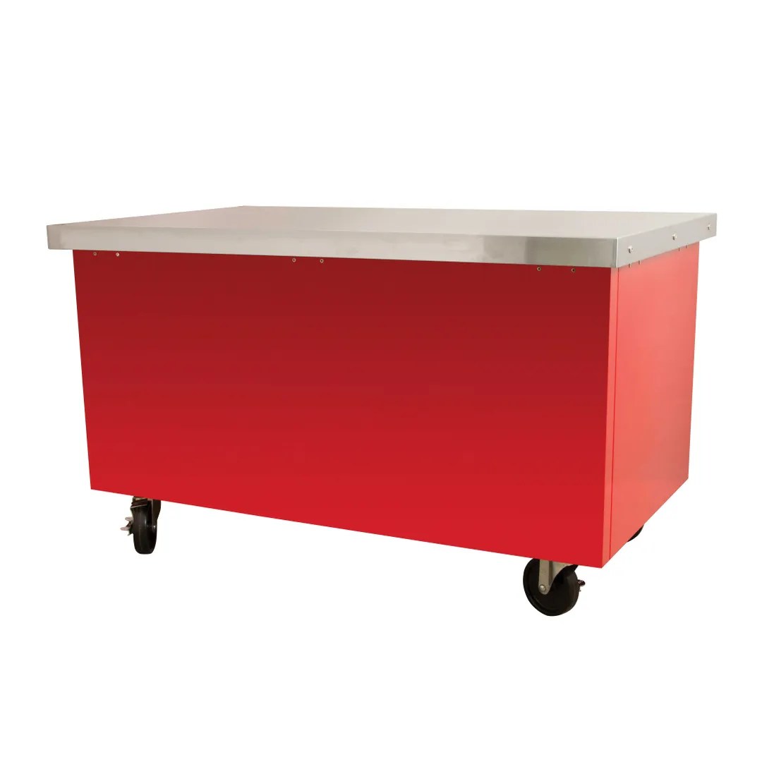 SecoSelect BST-91 93" Mobile Solid Top Serving Counter, Open Shelf Base (Operators Side)