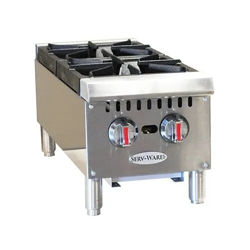 Serv-Ware SHPS-12 12" Countertop Gas Hotplate, (2) Burners