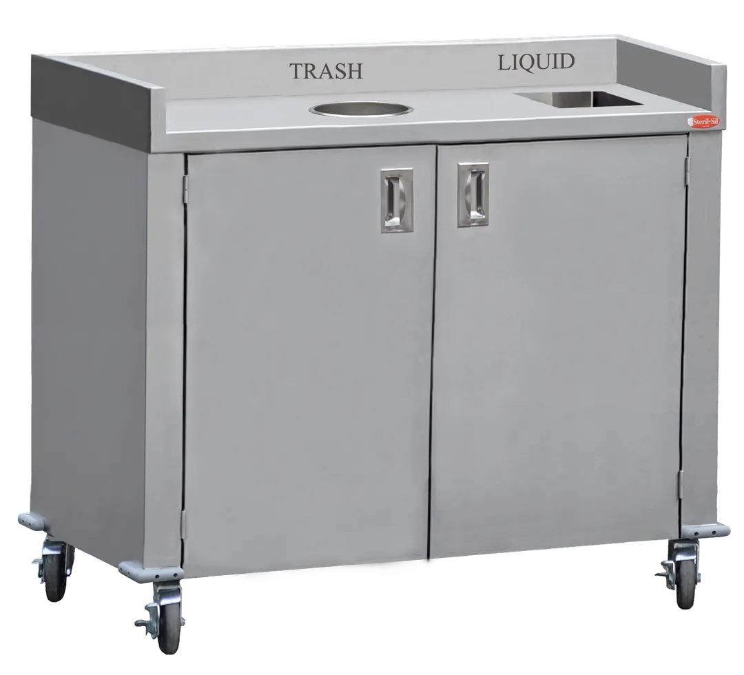 Steril-Sil MTC48-1-DMP Mobile Trash/Recycling Counter with Dump Basin