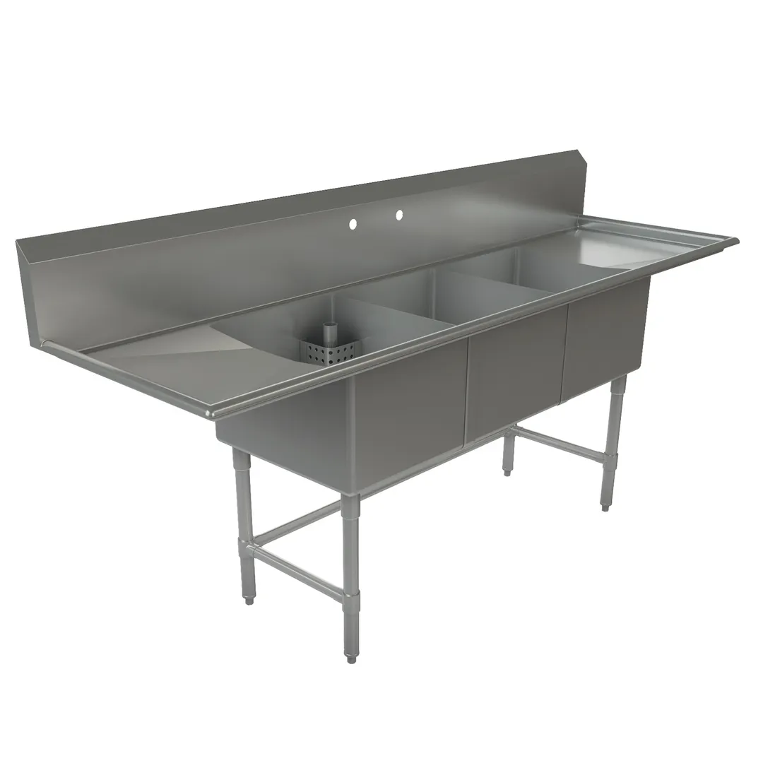 Tarrison TA-CDS318LR-KIT 90" (3) Three Compartment Sink