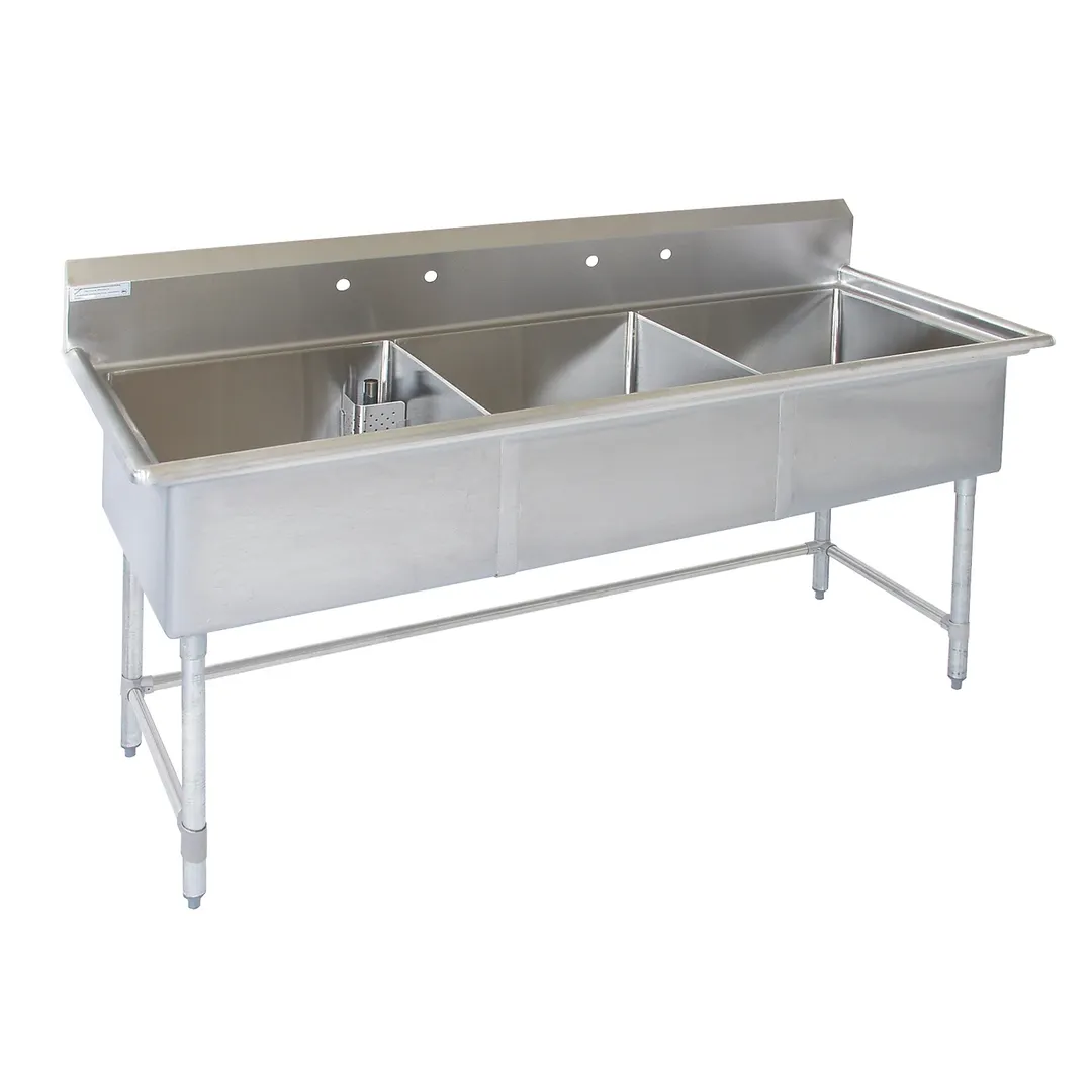 Tarrison TA-CDS32416-KIT 78" (3) Three Compartment Sink