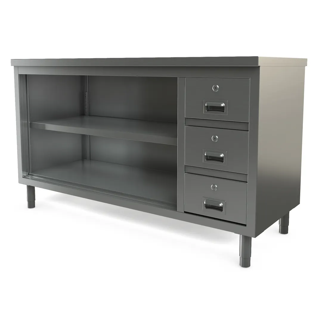 Tarrison TC-CO2460D-KIT 60" Servery Work Table, Lockable Drawer