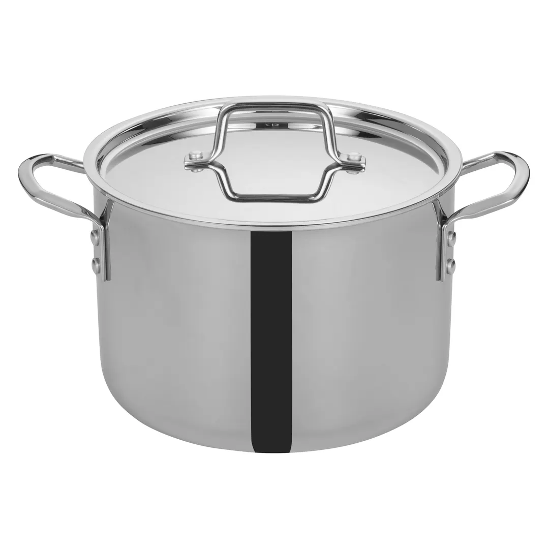 Winco TGSP-8 8 qt Tri-Gen™ Induction-Ready Stock Pot w/ Cover