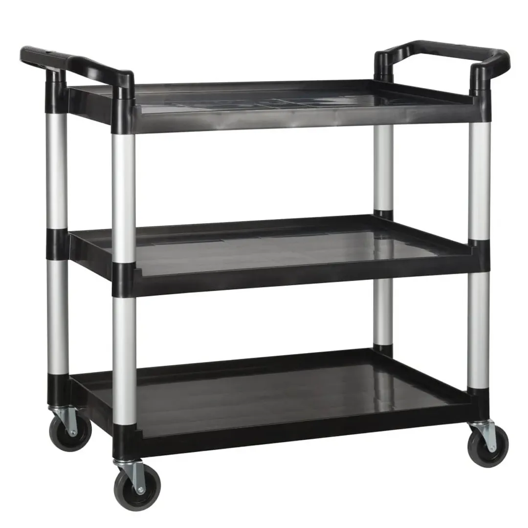 Winco UC-3019K 40" 3 Tier Black Plastic Utility Cart