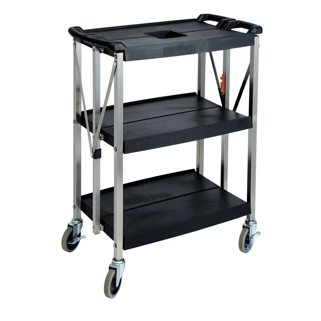 Winco UCF-2916K 3-Tier Folding Polypropylene Utility Cart